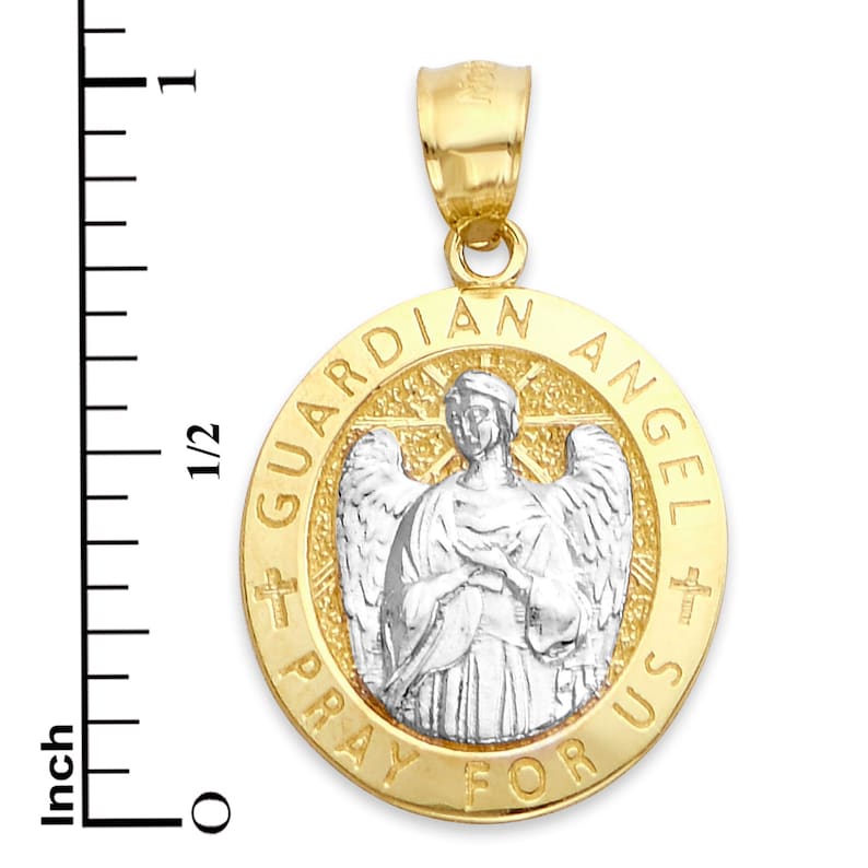 Solid Gold Guardian Angel Medal Pendant in 10k or 14k Solid - Etsy