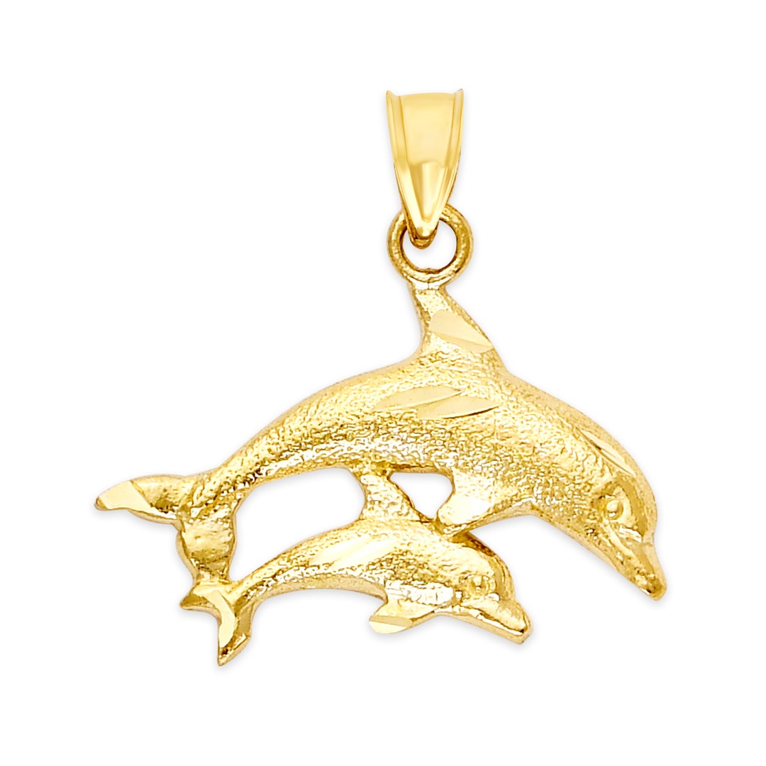 10k Solid Gold Dolphin Pendant Necklace: Nautical Ocean Jewelry - Etsy