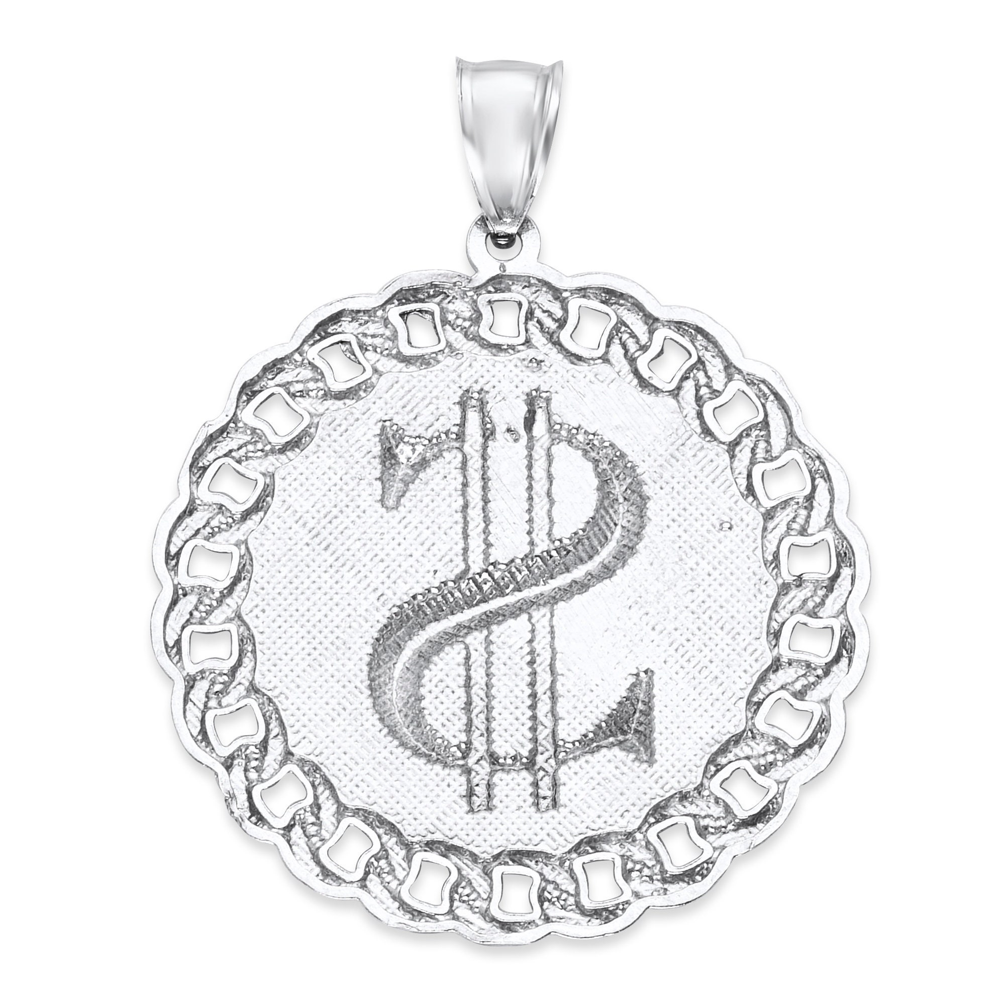 Large 925 Sterling Silver Dollar Sign Pendant Hip Hop Jewelry | Etsy