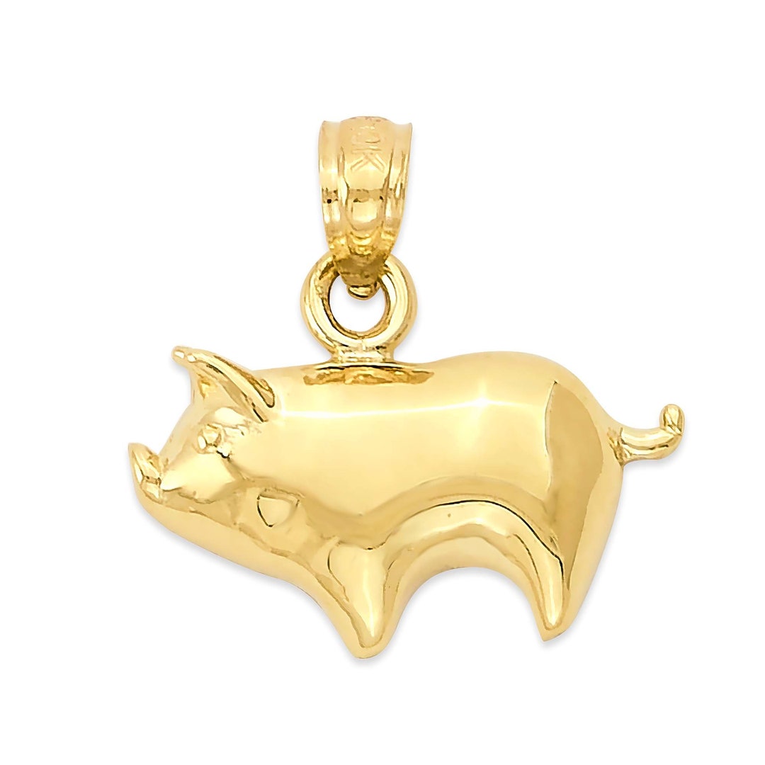 Gold Pig Necklace 10k or 14k Dainty Gold Chinese Zodiac Necklace Year ...