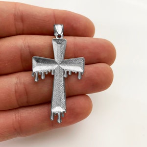 Large 925 Sterling Silver Bleeding Cross Pendant for Men, Religious ...