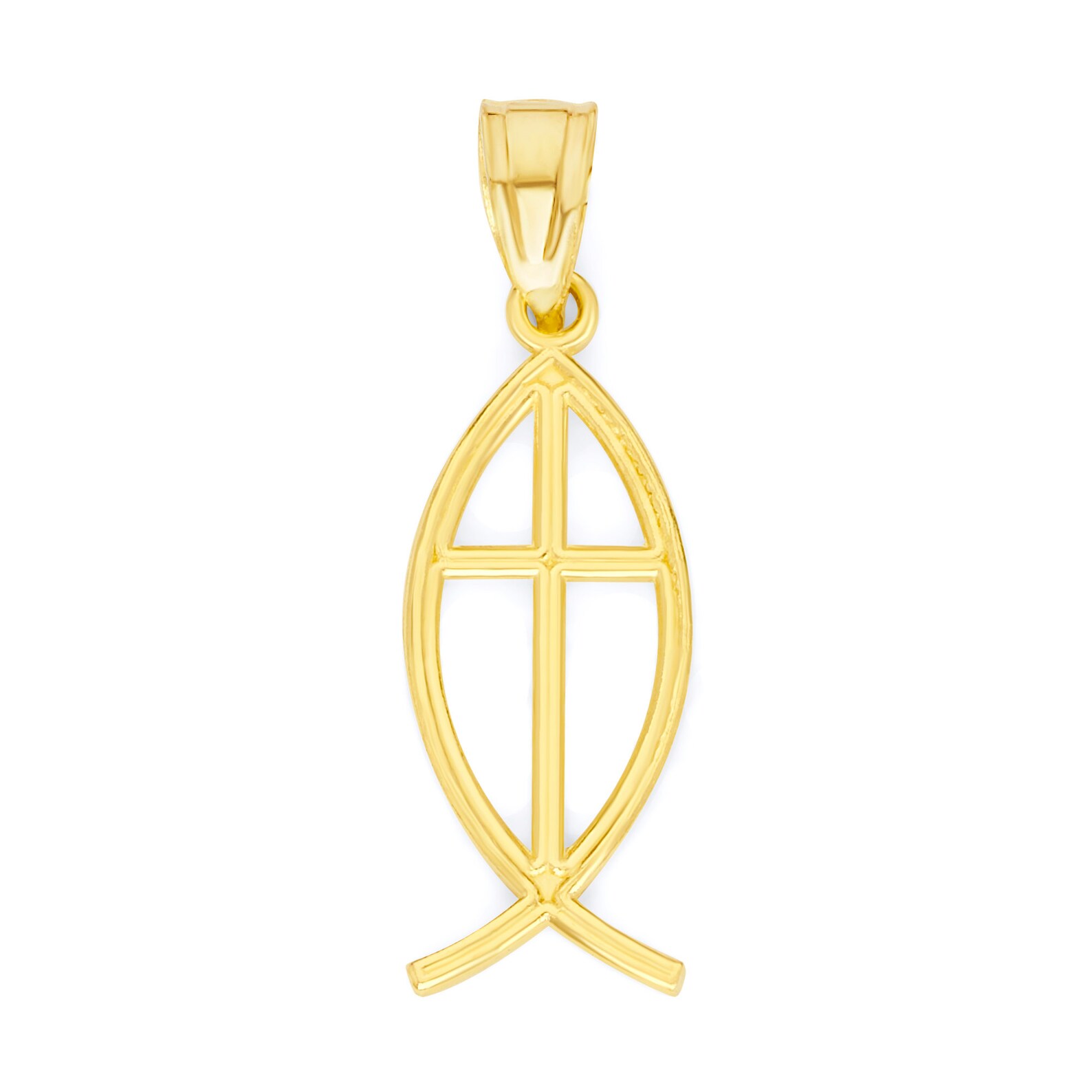 10k Real Solid Gold Ichthys Sign of the Fish Necklace, Christian Fish ...