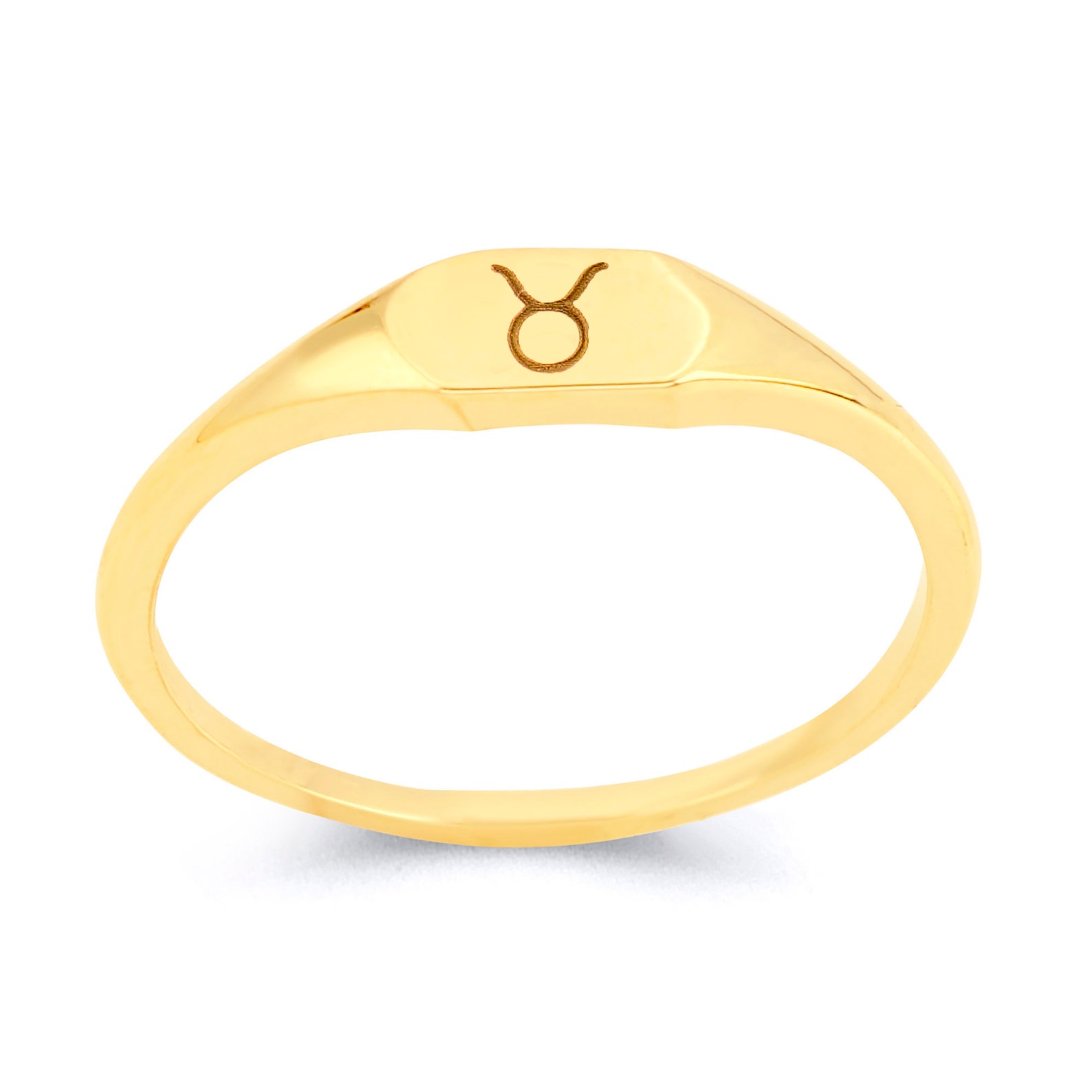 14k Gold Zodiac Signet Ring Custom Real Solid Gold Stacking | Etsy