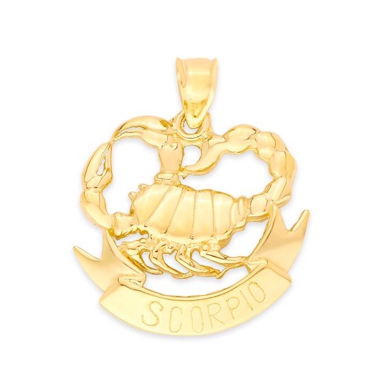 14k Solid Gold Scorpio Zodiac Pendant Large Scorpio Astrology | Etsy