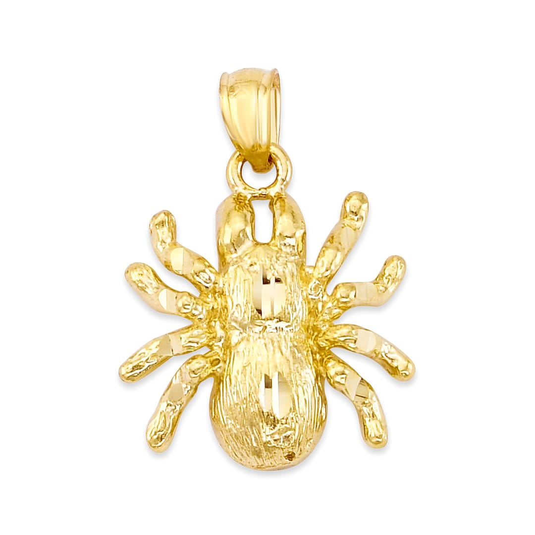 10k Real Solid Gold Tarantula Necklace, Spider Pendant for Chain, Gold ...