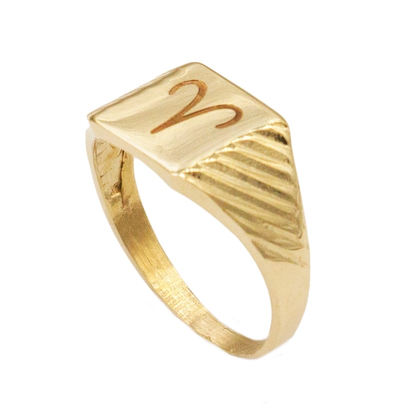10k Solid Gold Zodiac Ring Available in Every Zodiac Engraved | Etsy