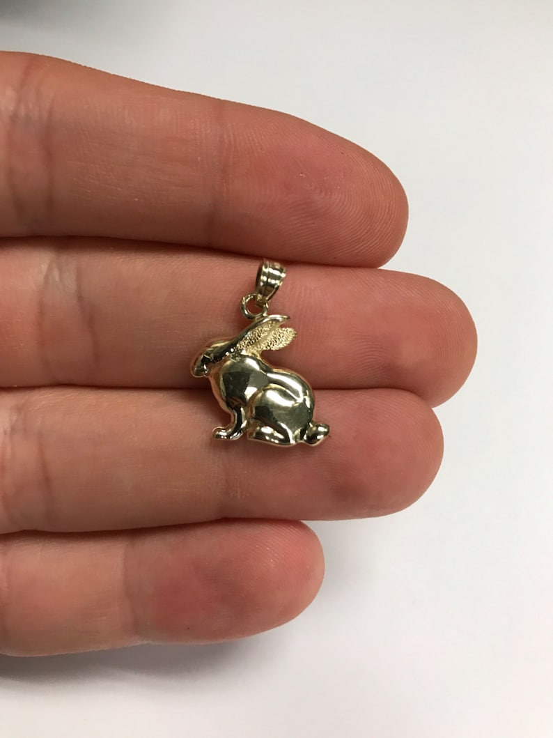 10k Yellow Gold Rabbit Necklace - Etsy