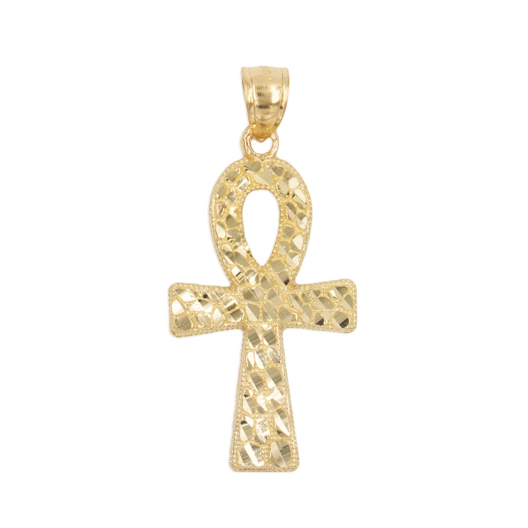 10k Gold Egyptian Ankh Necklace, Real Gold Ankh Pendant Egyptian ...