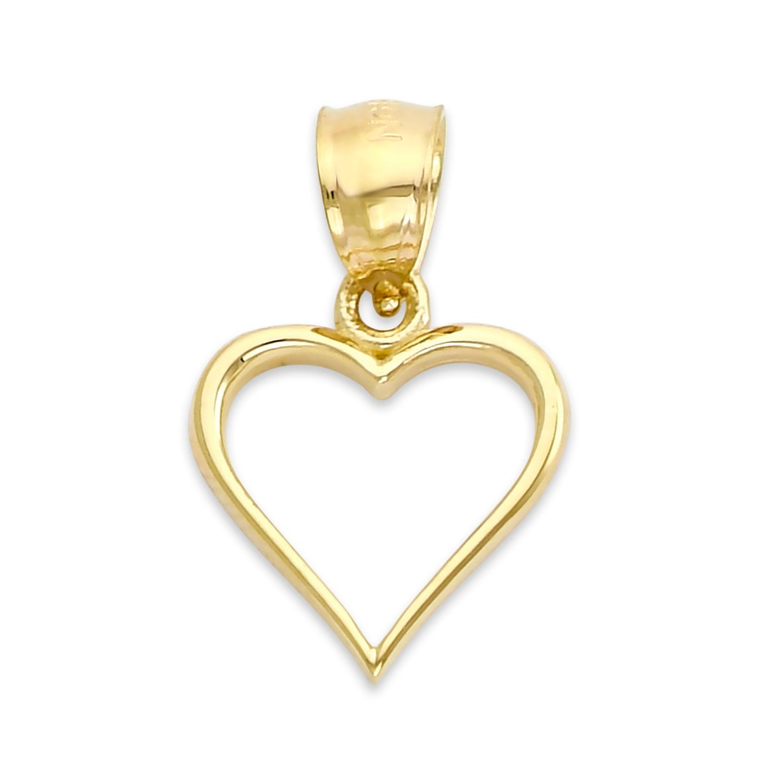 Solid Gold Heart Pendant: 10k/14k Gold Romantic Necklace - Etsy