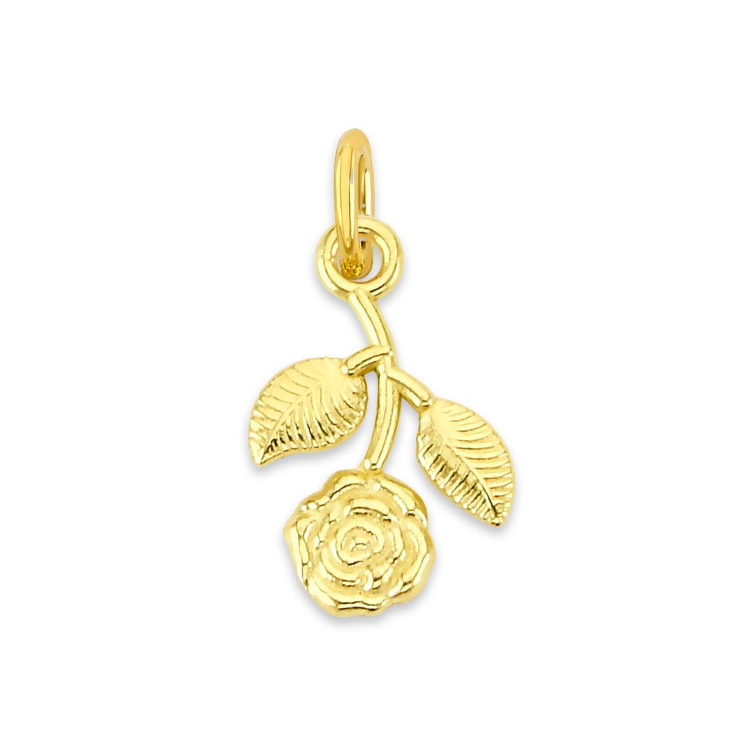Mini Real Solid Gold Rose Charm Available in 10k or 14k, Micro Flower ...