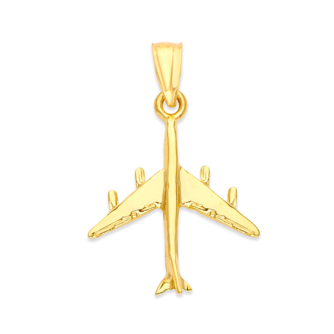 10k Real Solid Gold Airplane Necklace, Gifts for Flight Attendant Gifts ...
