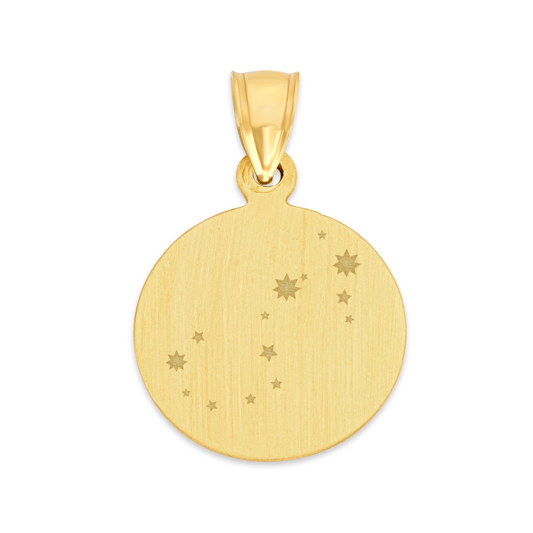 10k Real Solid Gold Engraved Coin Pendant With Astrology Map ...