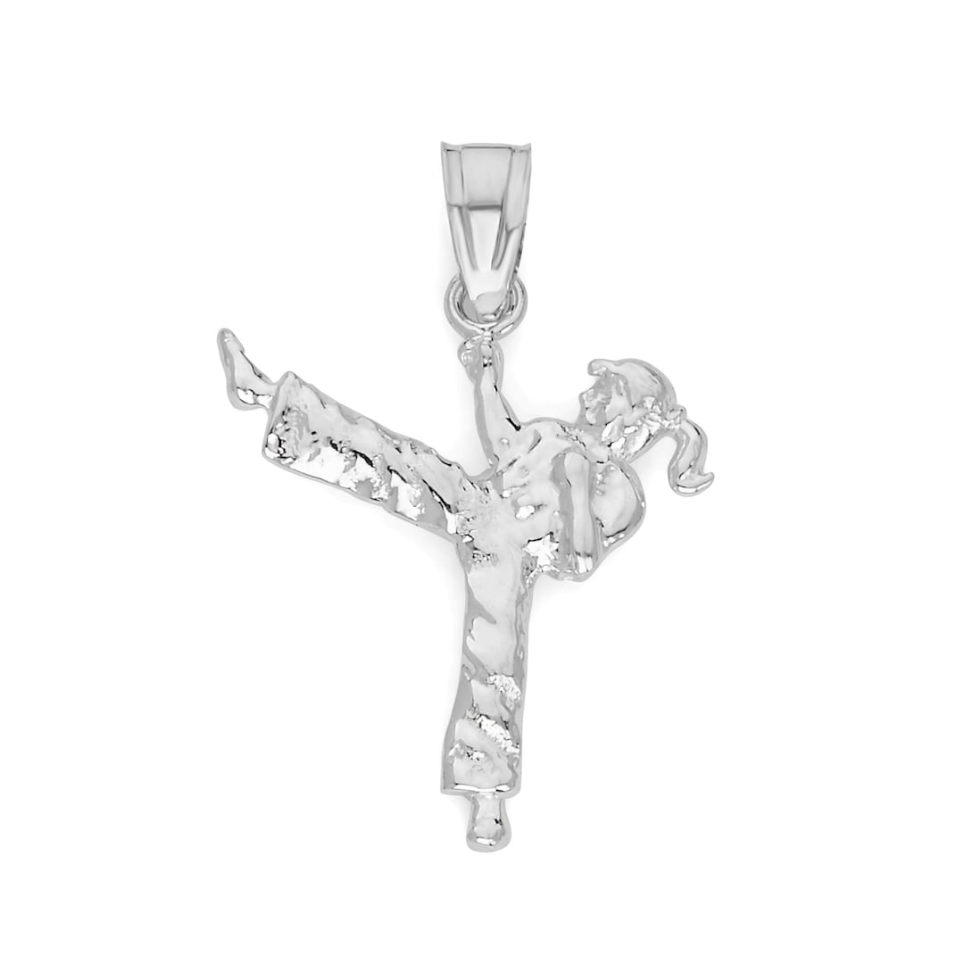 925 Sterling Silver Karate Girl Pendant - Jewelry for Kids Karate ...