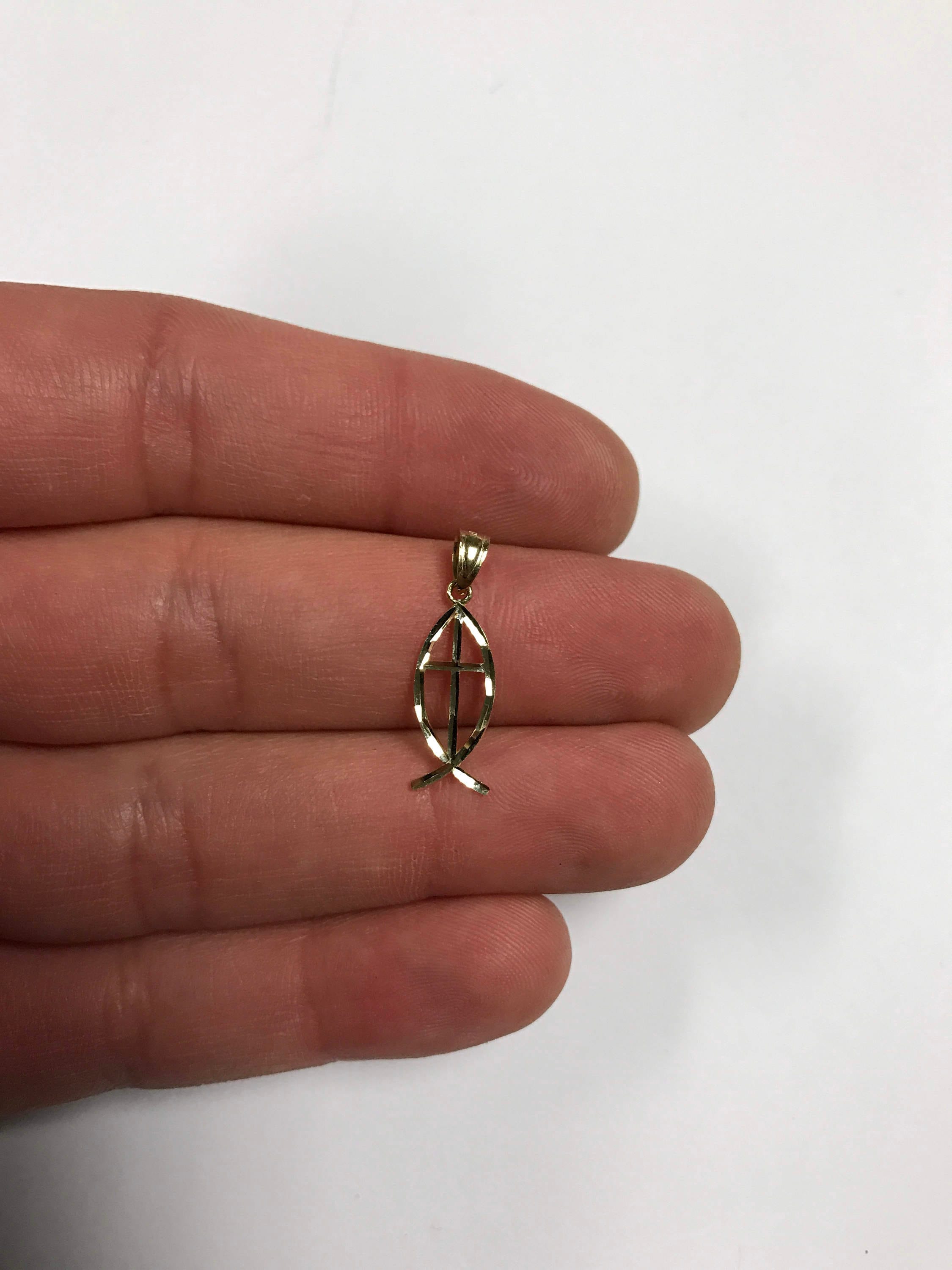 10k Real Solid Gold Ichthys Sign of the Fish Necklace - Etsy