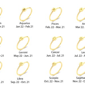 14k Gold Zodiac Signet Ring With Zodiac Engraved, Real Solid Gold ...