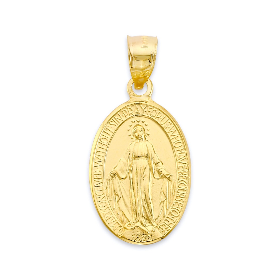 Solid Gold Miraculous Medal Necklace 10k or 14k Solid Gold Medal of Our ...