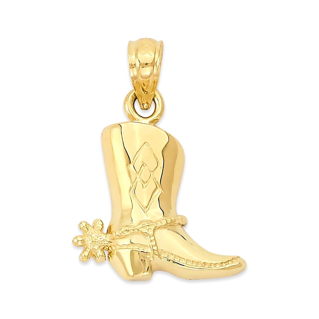 Solid Gold Cowboy Boot Pendant: 10k/14k Western Necklace, Country Girl ...