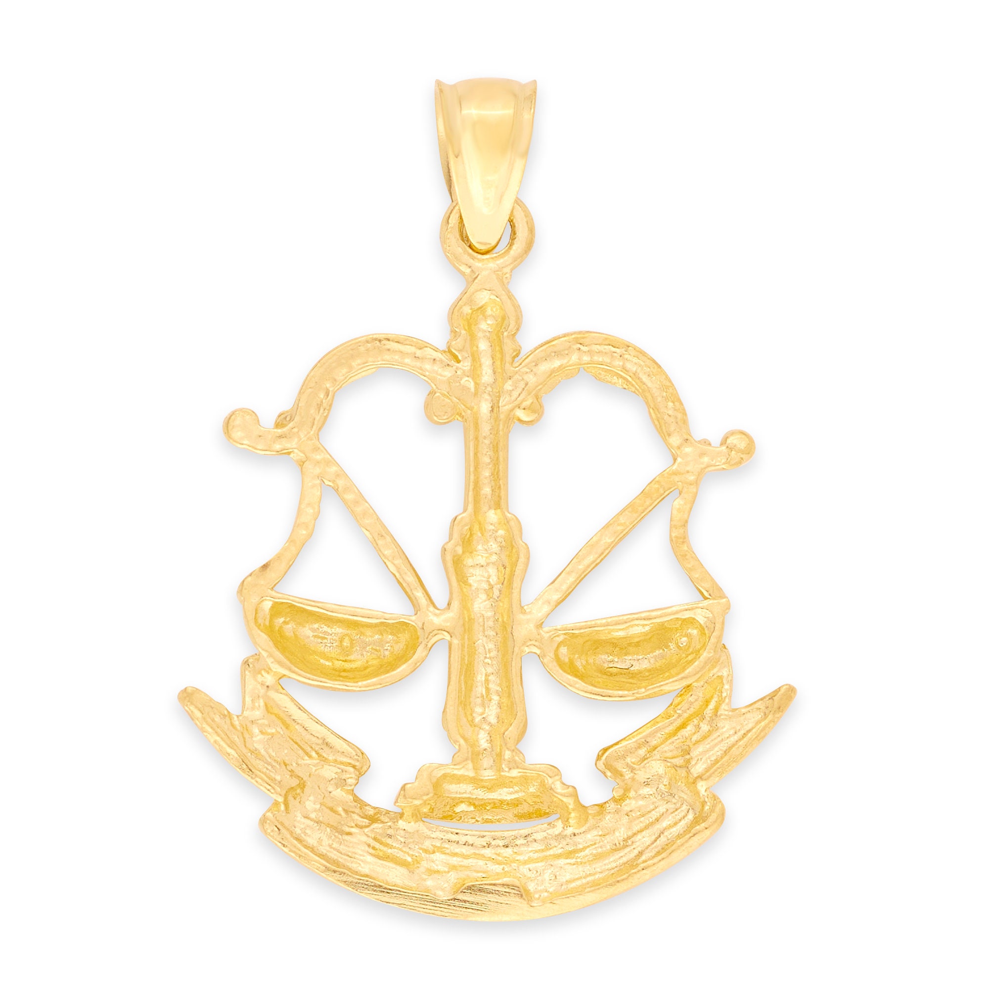 14k Solid Gold Libra Zodiac Pendant Large Libra Astrology | Etsy