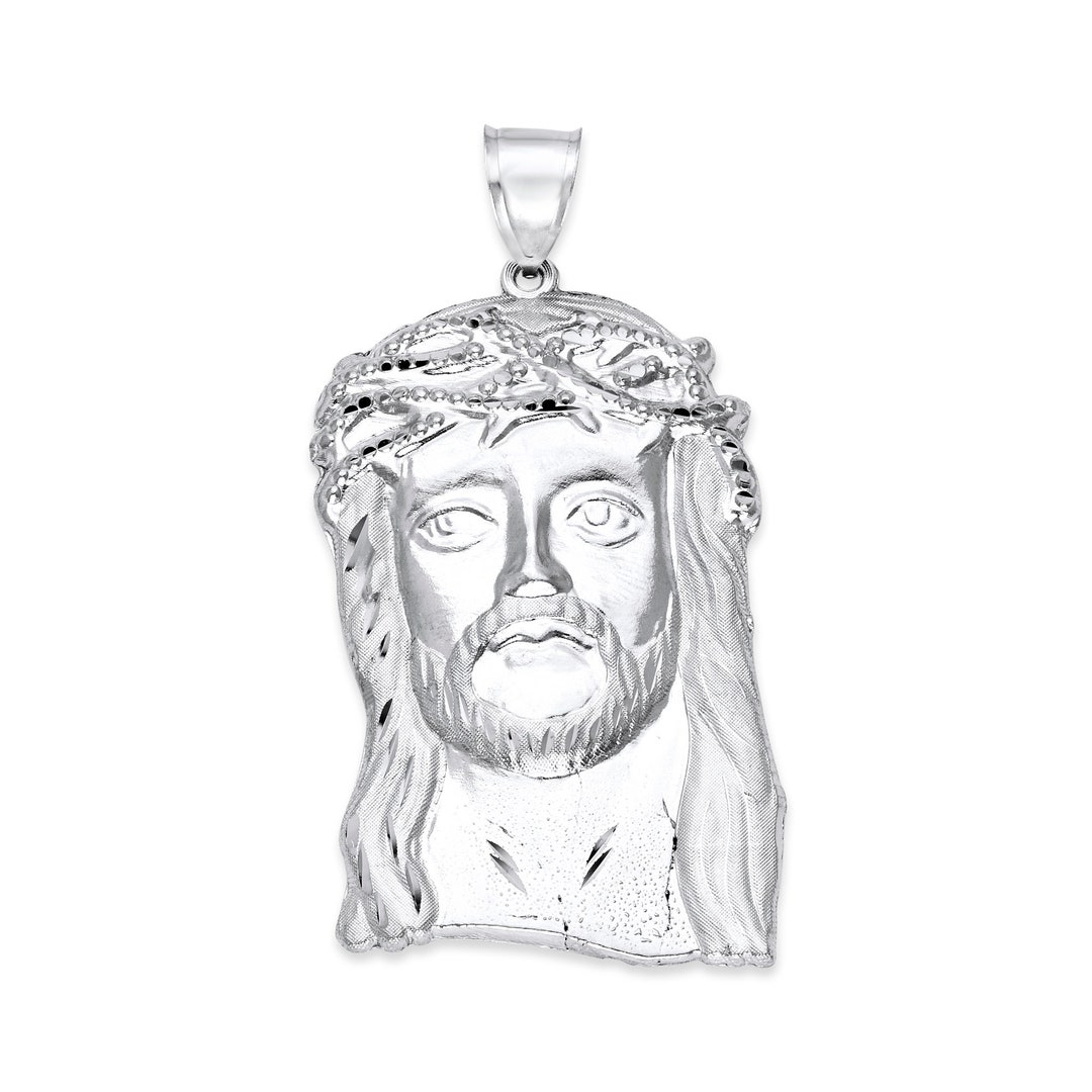 Sterling Silver Jesus Pendant: Diamond Cut Christian Medal - Etsy
