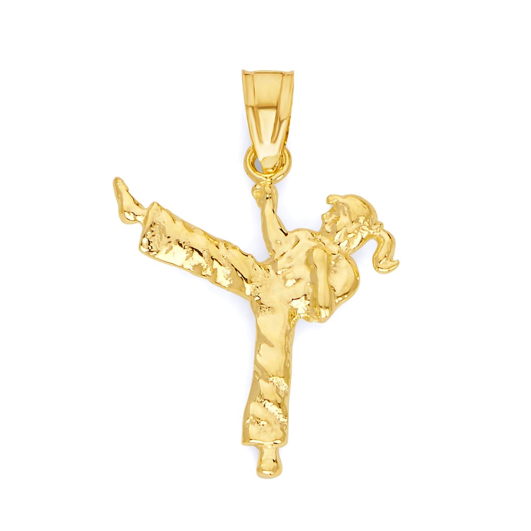14k Solid Real Gold Karate Pendant Gifts for Tournament or Trophy, 14k ...