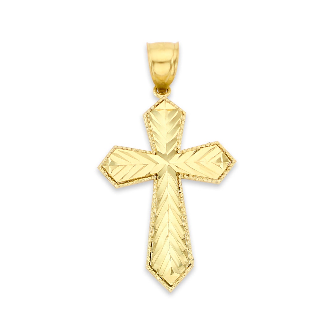 Large Solid Gold Cross Pendant Available in 10k or 14k - Religious ...