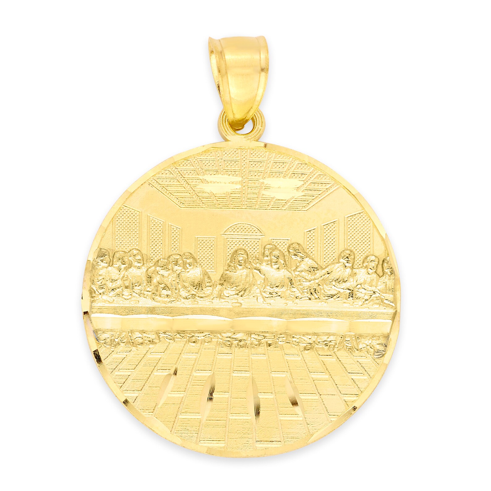 10k Gold Last Supper Necklace With Diamond Cut Finish Solid - Etsy