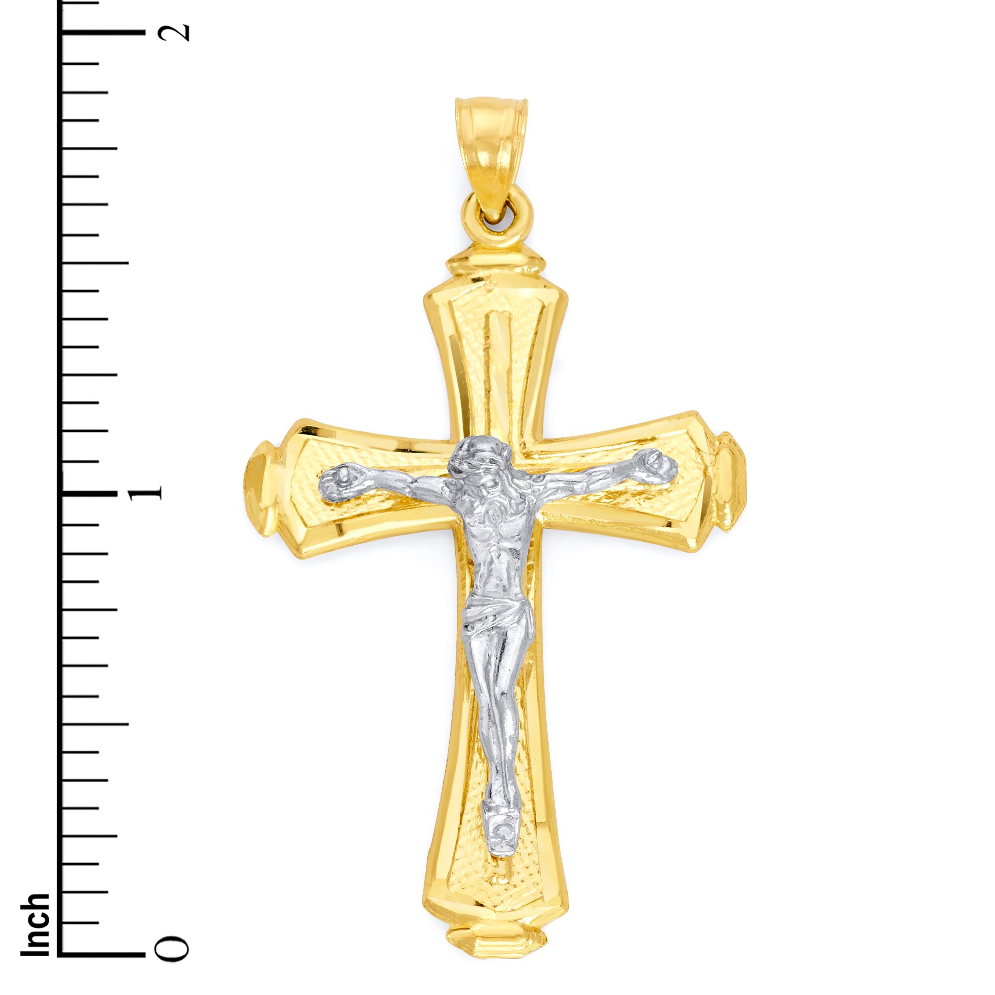 Solid Gold Crucifix Pendant for Necklace Two Tone 10k or 14k - Etsy