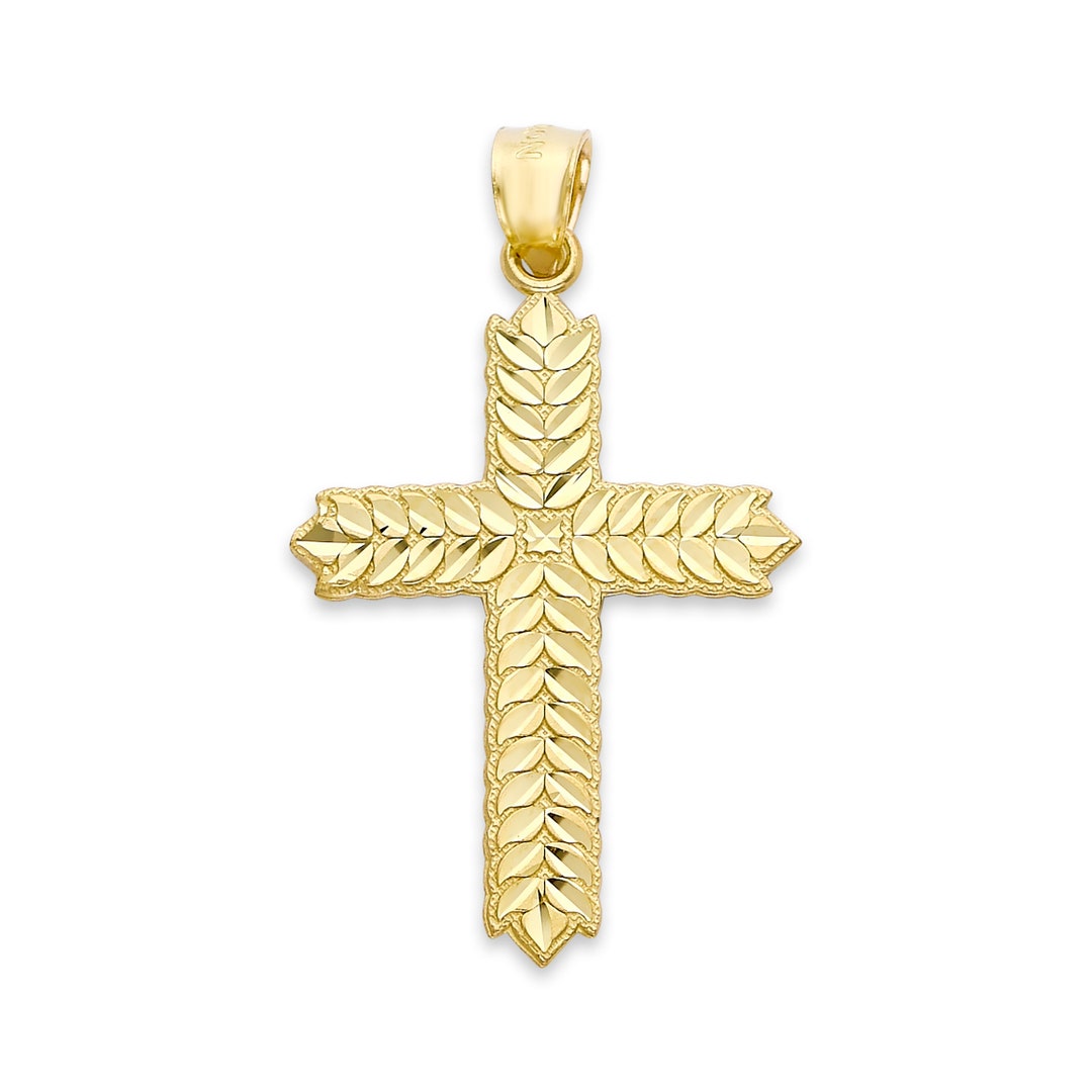 Real Solid Gold Cross Pendant in 10k or 14k, Religious Jewelry Gifts ...