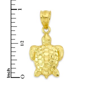 10k/14k Solid Gold Turtle Pendant, Nautical Ocean Jewelry, Gold Sea Turtle Necklace Charm ...