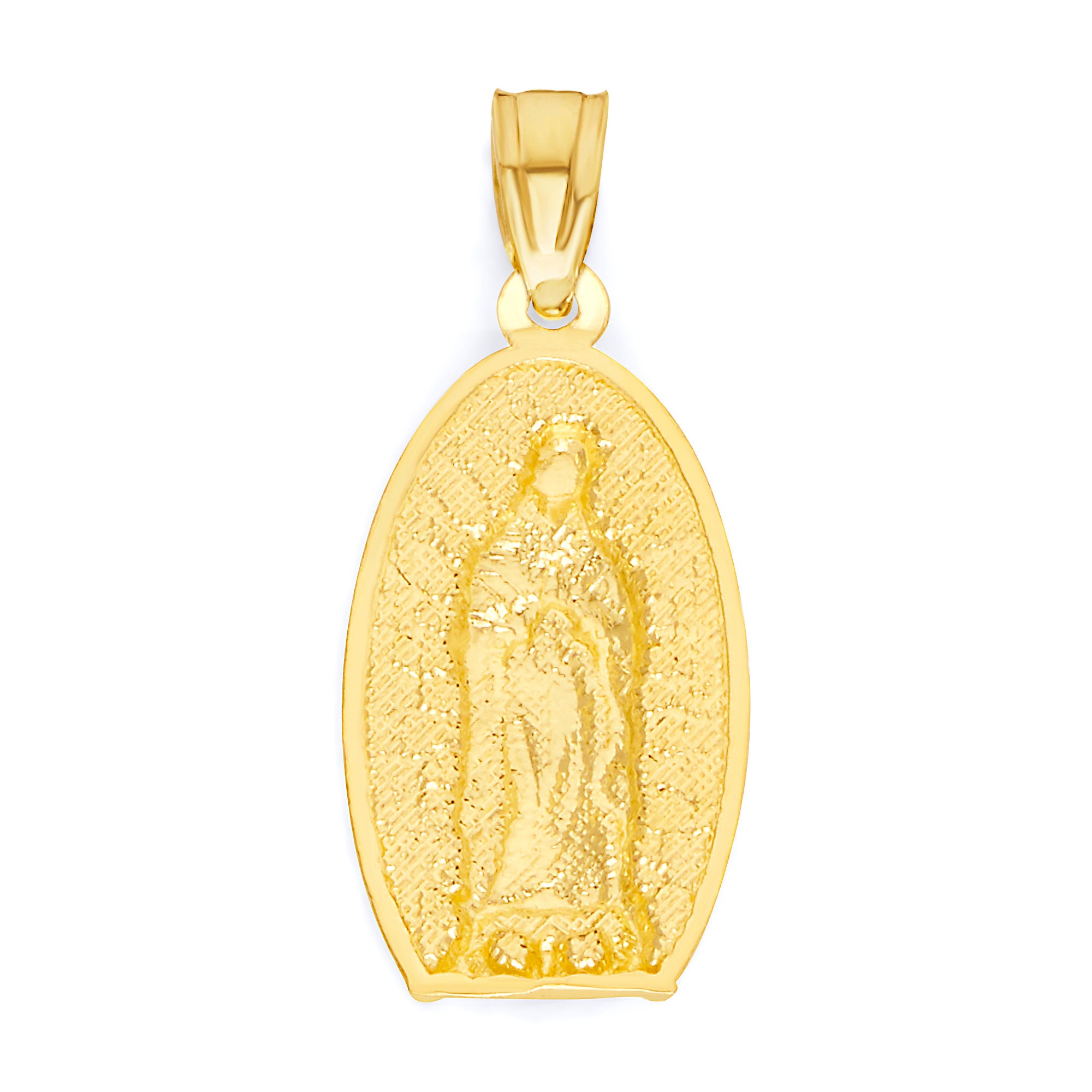14k Real Solid Gold Virgin Mary Necklace Virgen De Guadalupe - Etsy