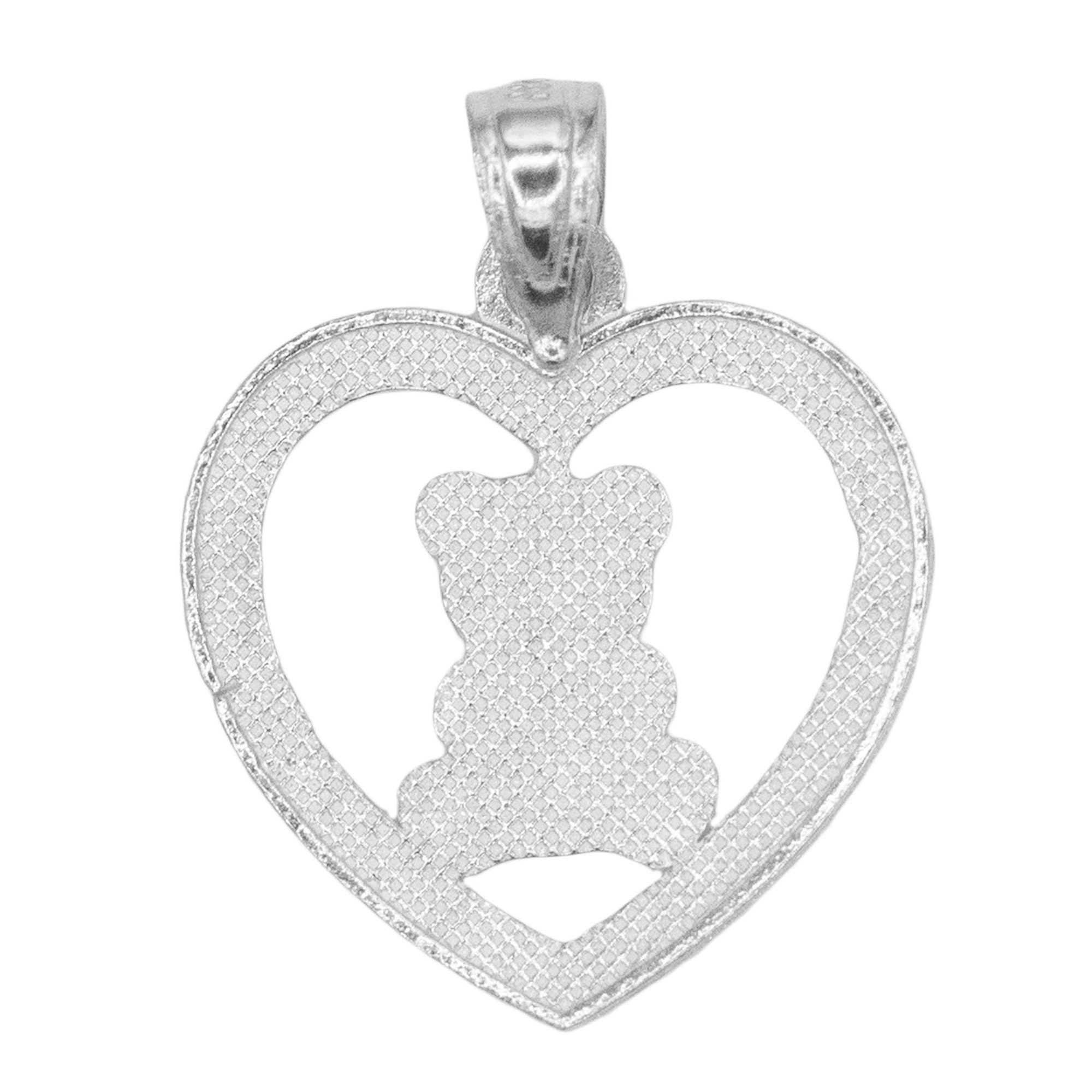 925 Sterling Silver Teddy Bear Charm in Heart Frame Diamond - Etsy