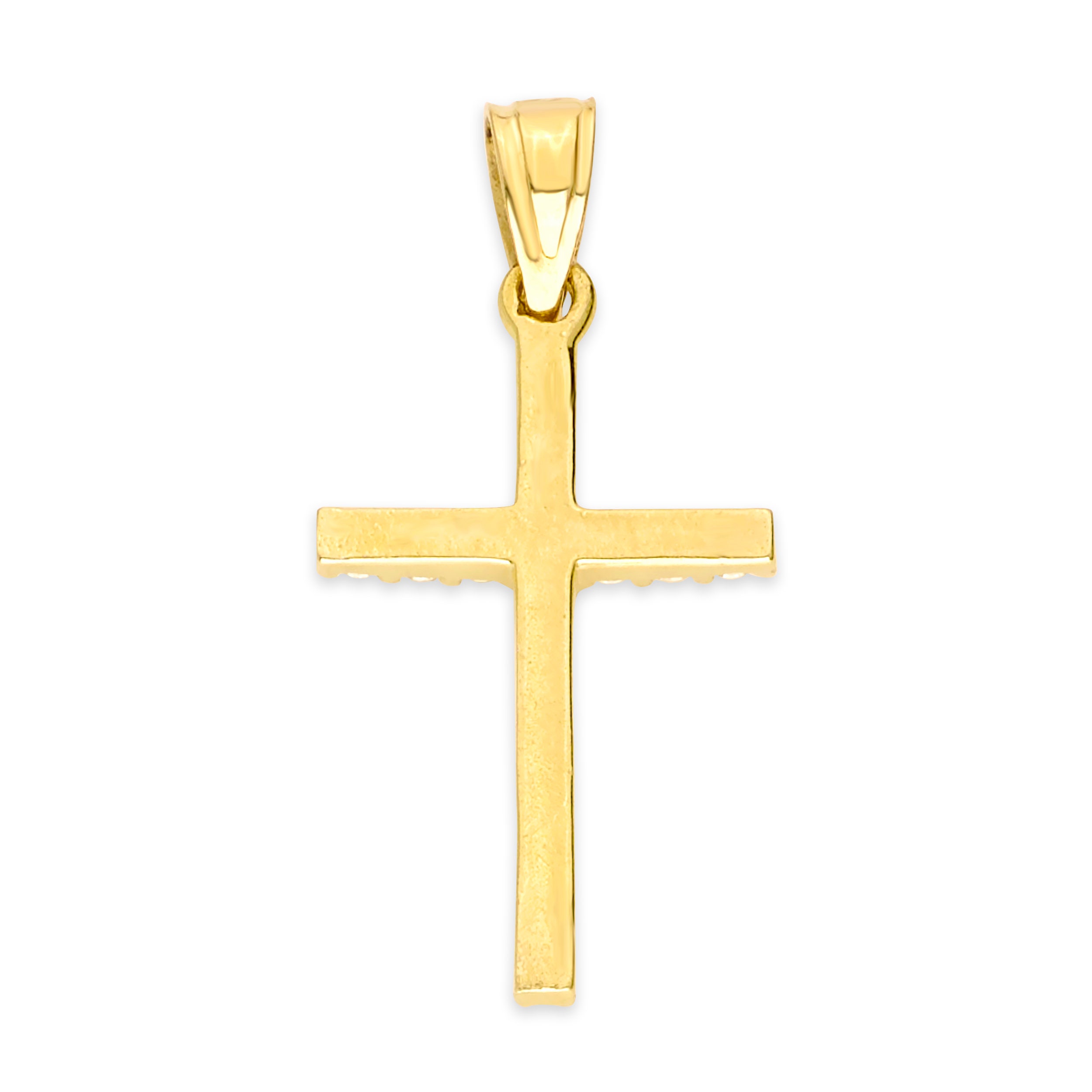 10k Real Solid Gold Cross Pendant With CZ Stones Gold Cross - Etsy