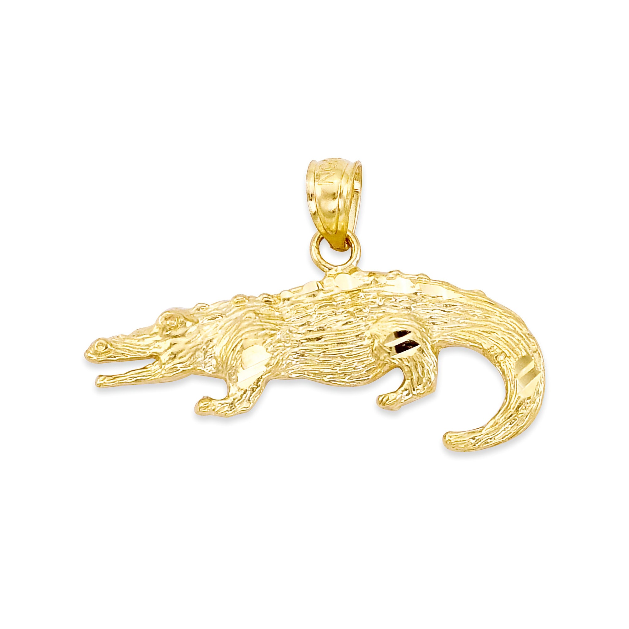 14k Solid Gold Crocodile Necklace Croc Charm Alligator - Etsy