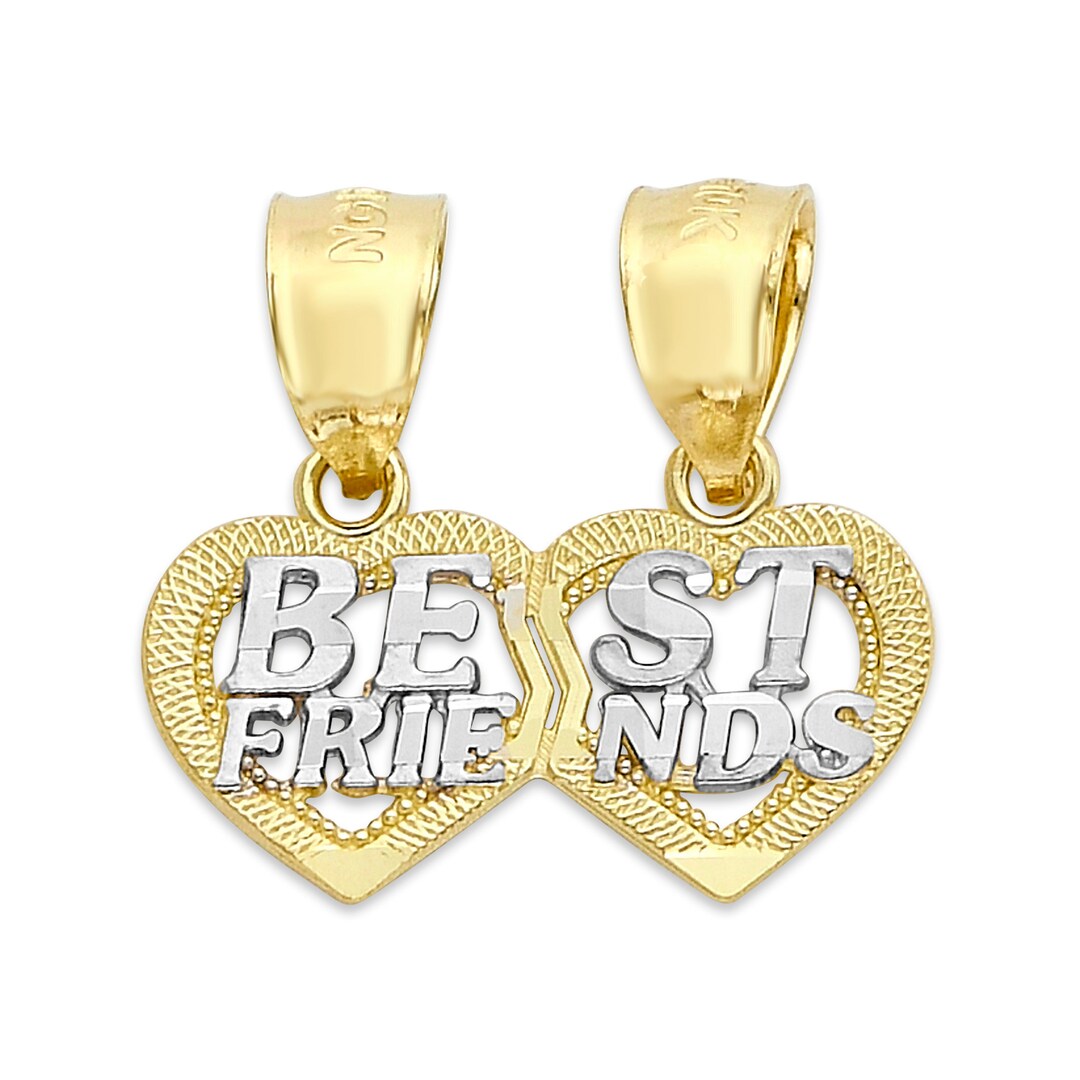 Solid Gold Friends Heart Pendant, Separating Friendship Necklace - Etsy