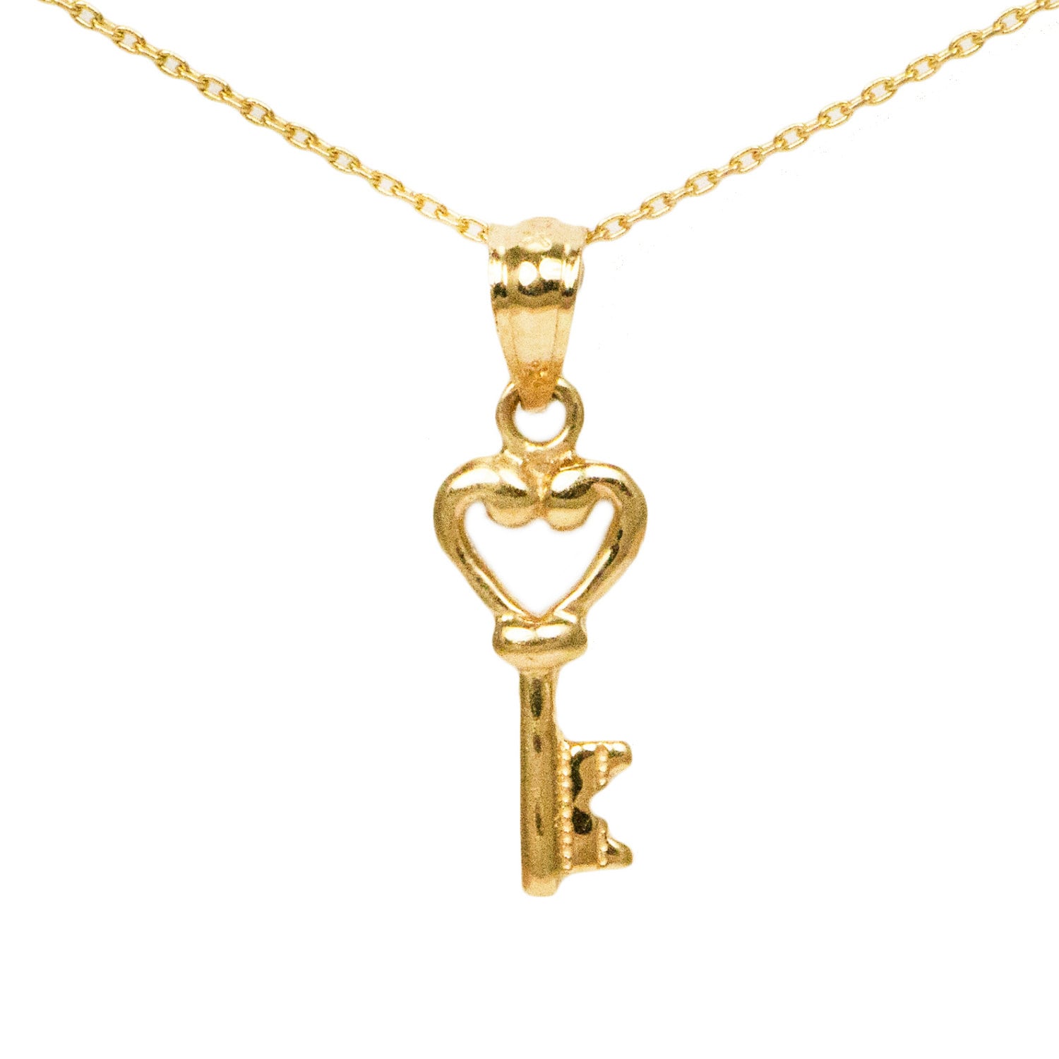 10k Yellow Gold Heart Key Necklace | Etsy