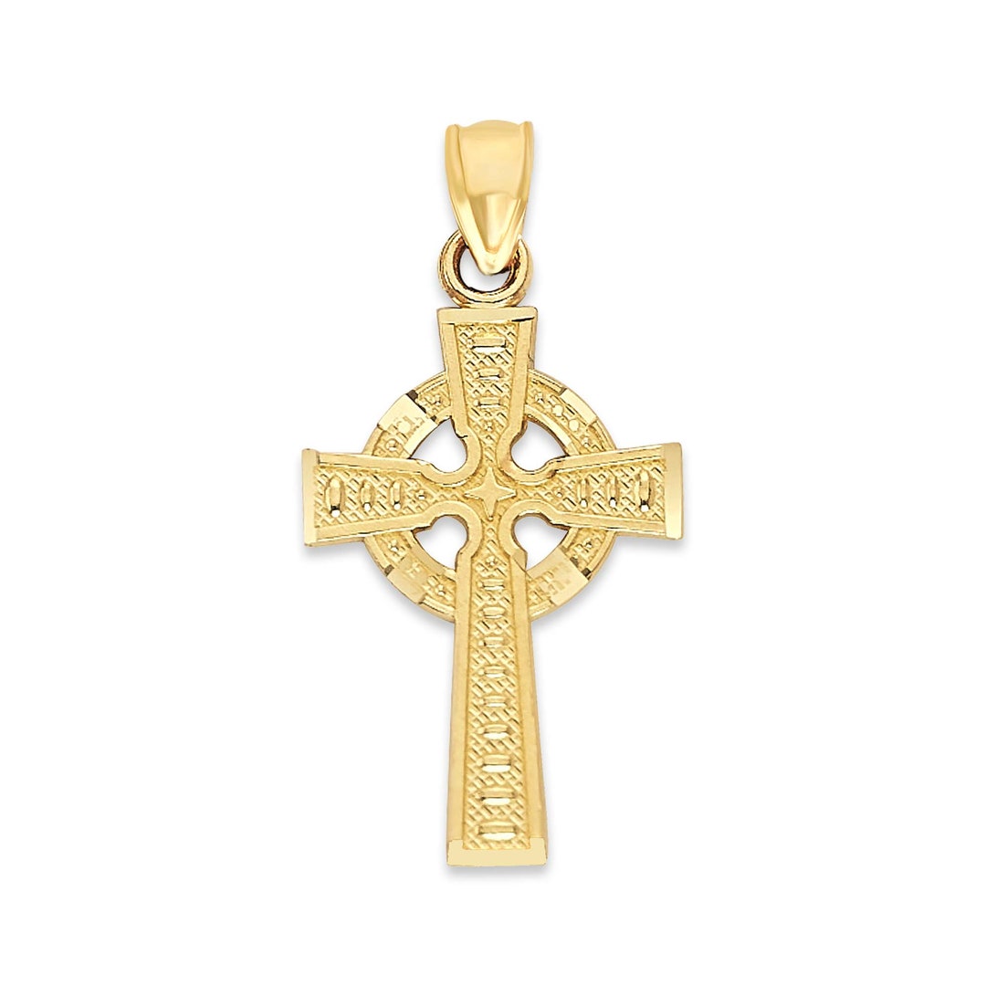 Gold Celtic Cross, 10k or 14k Gold Celtic Cross Pendant Irish Jewelry ...