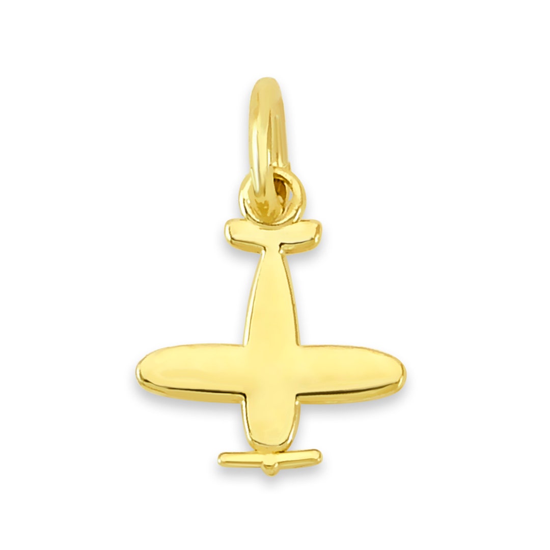 Tiny Solid Gold Airplane Charm: Dainty Pilot Gift (10k/14k) - Etsy