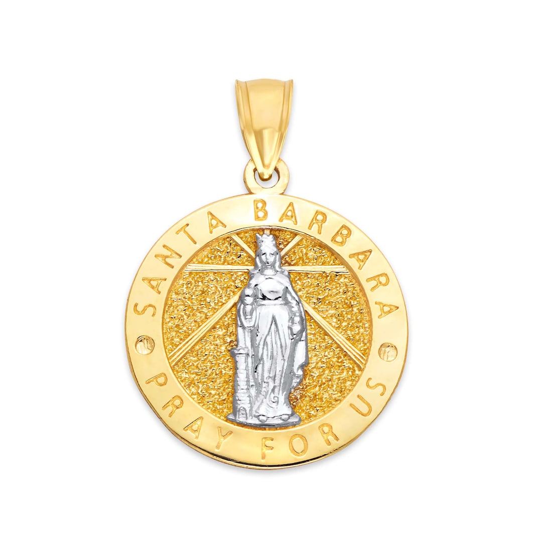 Real Solid Gold Protection Necklace 10k or 14k Santa Barbara Pendant St ...
