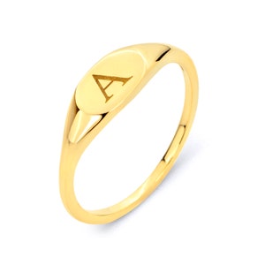 14k Gold Initial Ring Available in All Letters, Real Solid Gold ...