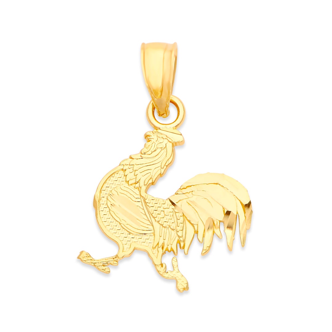 10k Solid Gold Rooster Pendant Necklace: Chinese Zodiac Charm - Etsy