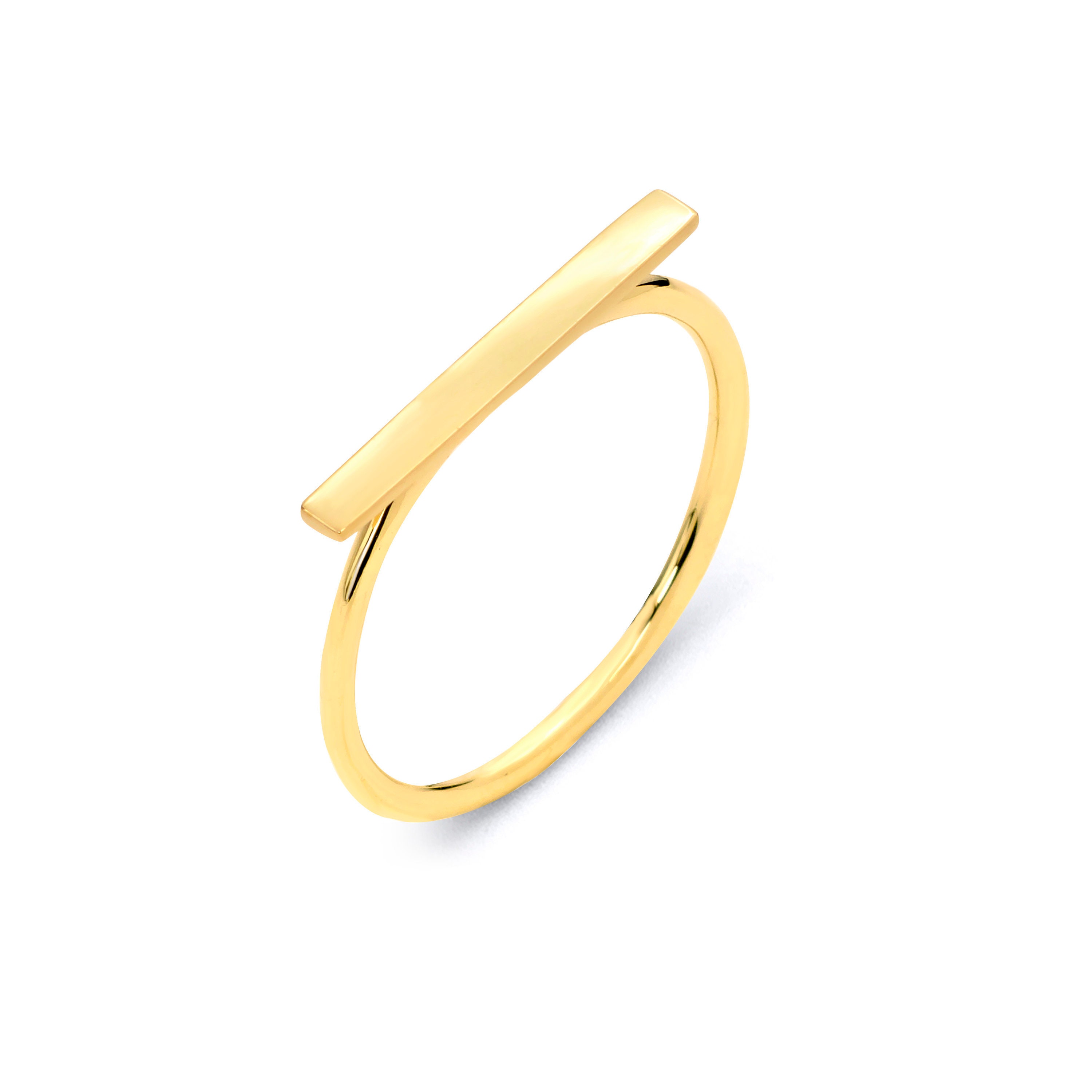 Real 14k Solid Gold Bar Ring Polished Finish Bar Ring With - Etsy