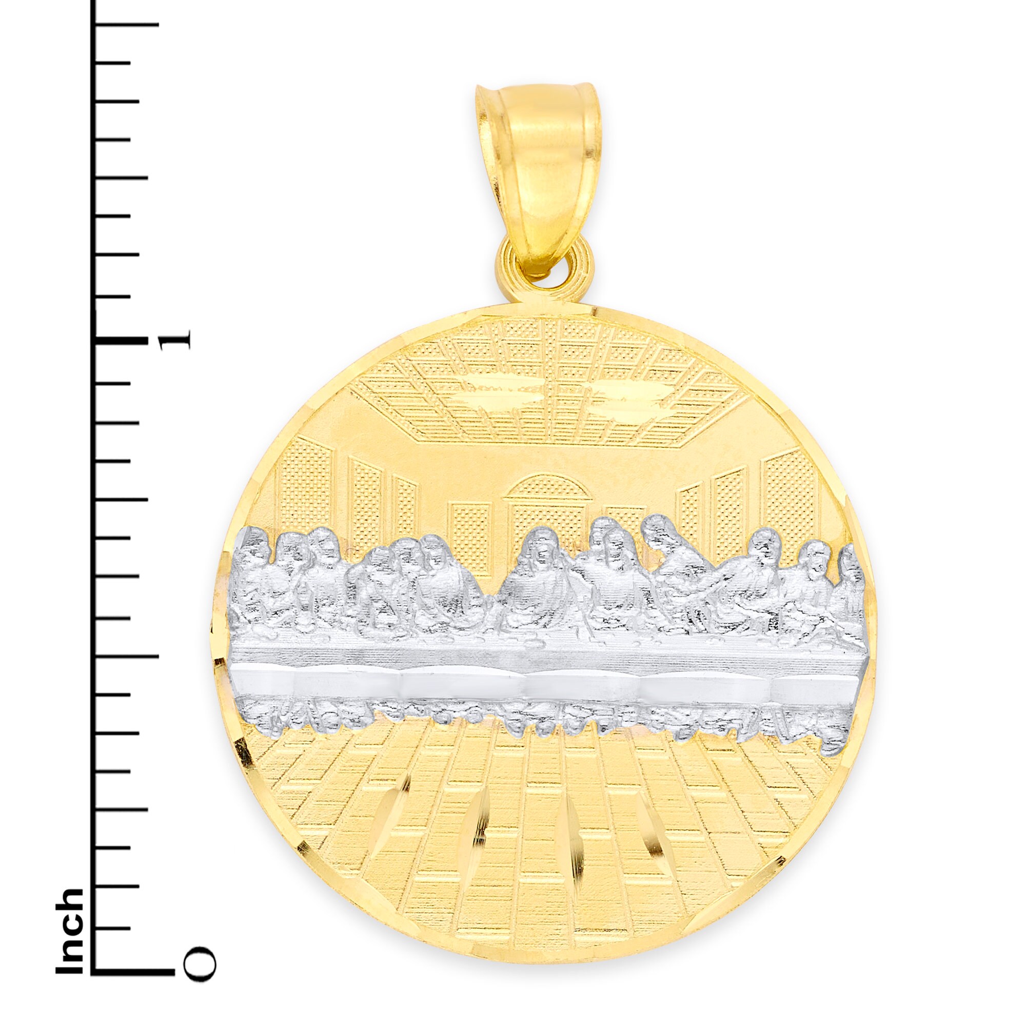 10k Gold Last Supper Necklace With Diamond Cut Finish Solid - Etsy