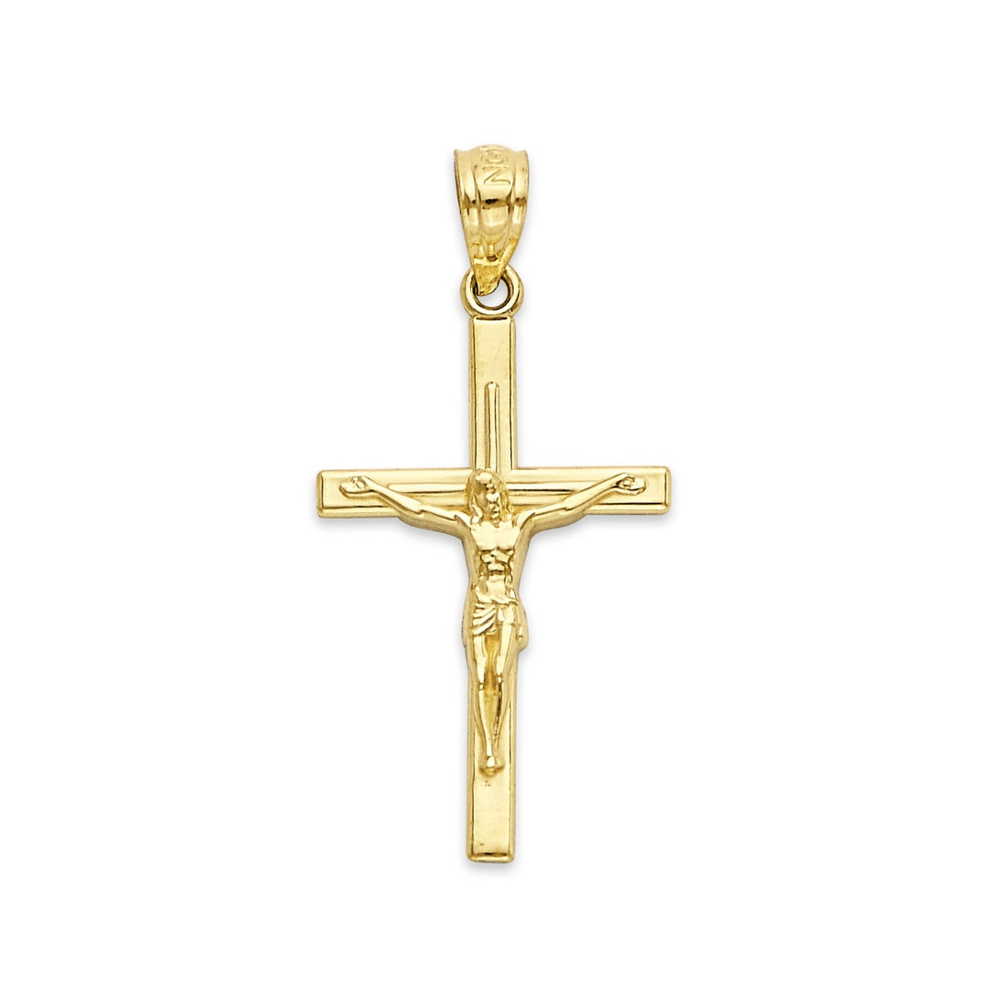 Solid Gold Crucifix Pendant: 10k/14k Religious Necklace - Etsy