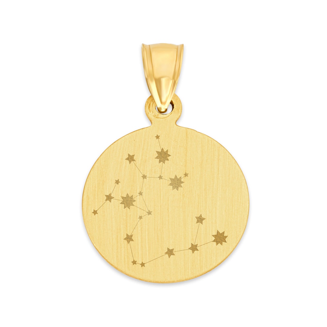 10k Solid Gold Zodiac Constellation Coin Pendant: Personalized ...