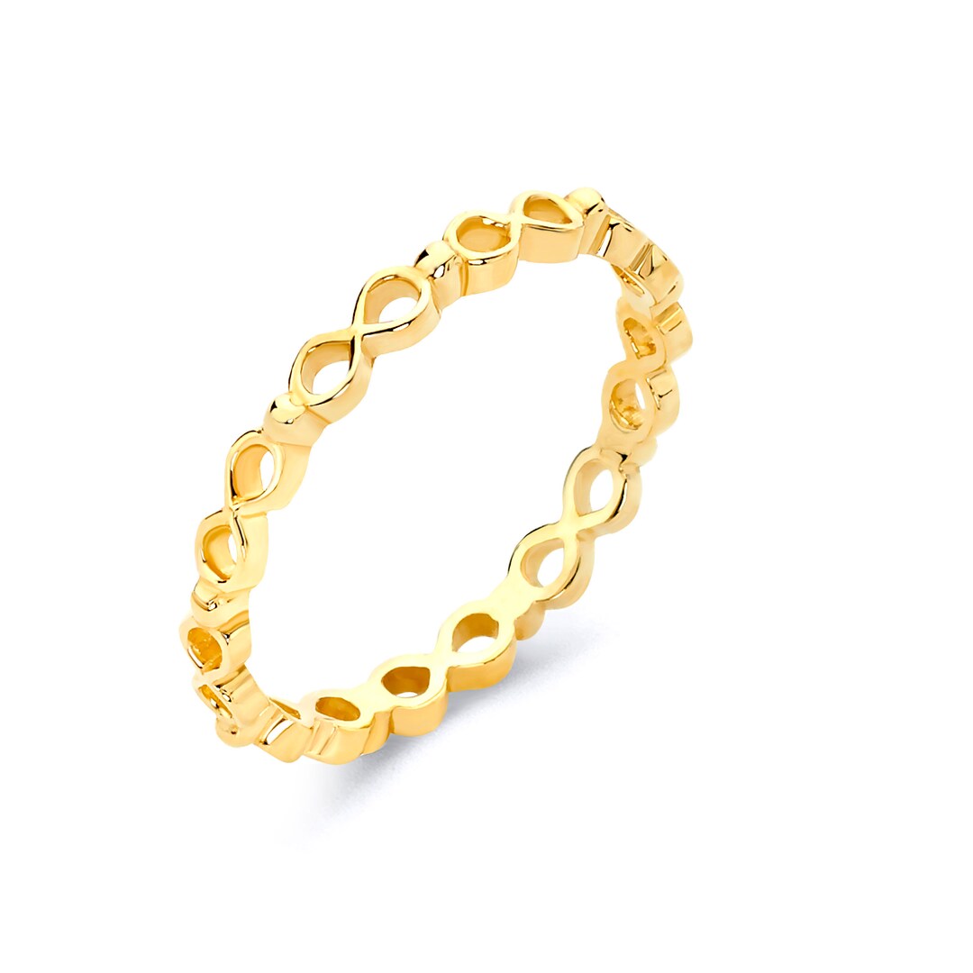 14k Yellow Gold Infinity Eternity Ring With Polished Finish, Rose Gold ...