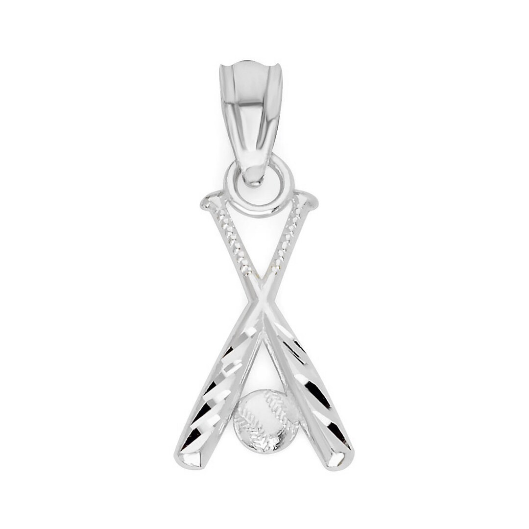 14K Solid White Gold Baseball Bats Pendant: Sports Jewelry Gift - Etsy