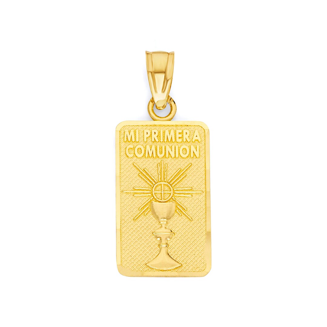 10k Real Solid Gold Mi Primera Comunion Pendant Necklace, First ...