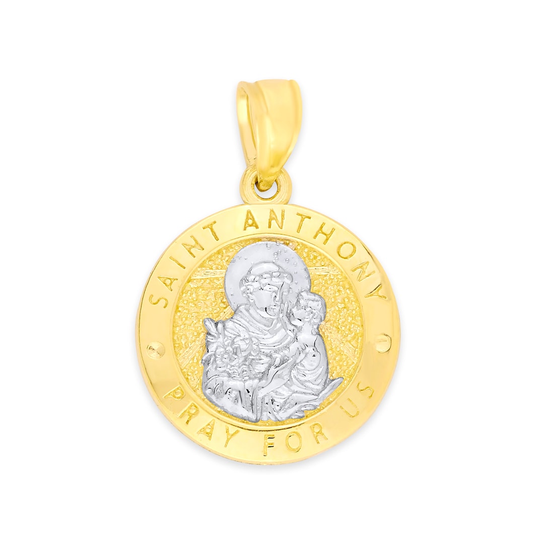 10k Gold St Anthony Medal, Solid Gold Personalized Jewelry Engraved ...
