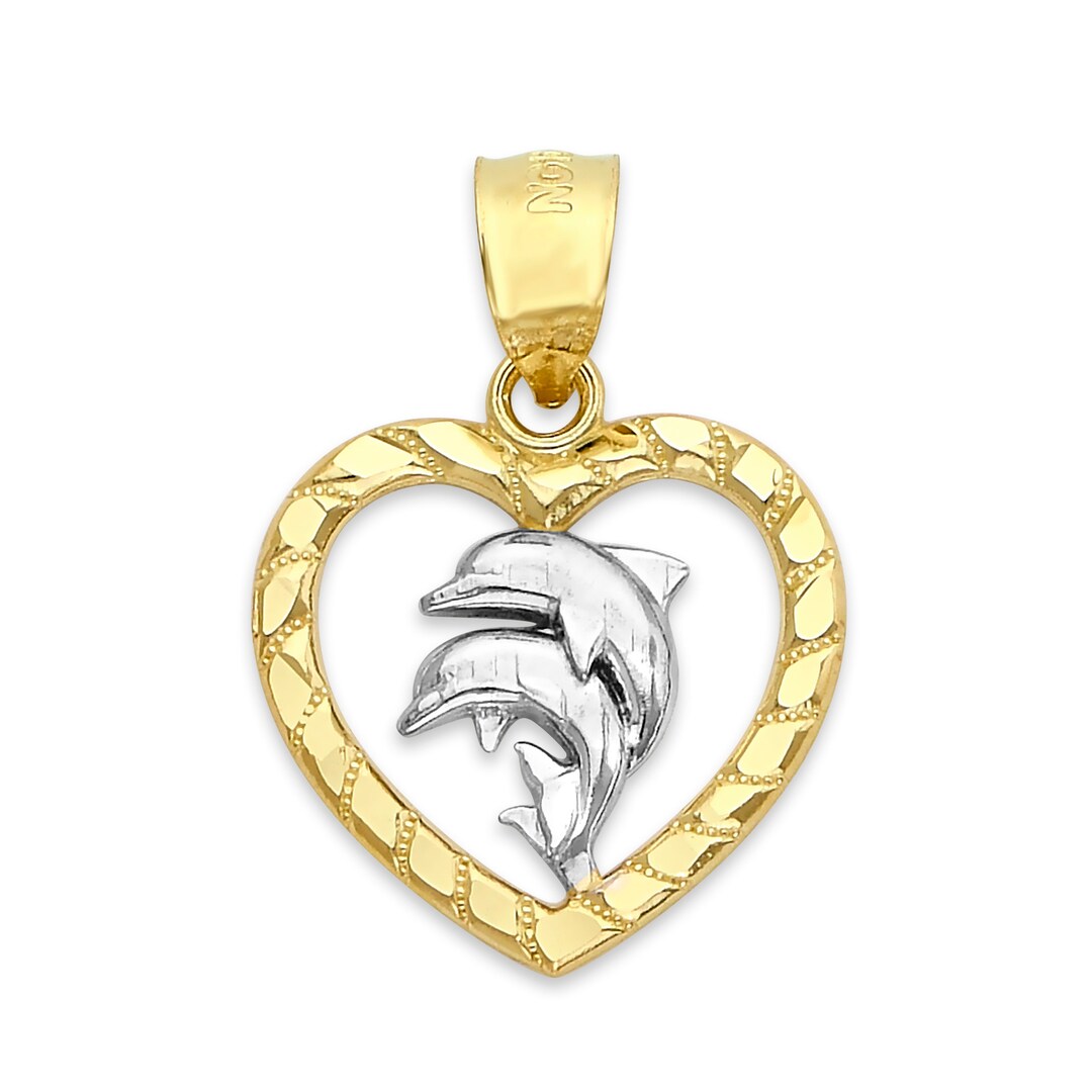 Real Solid Gold Dolphin Pendant in 10k or 14k Gold, I Love Dolphins ...
