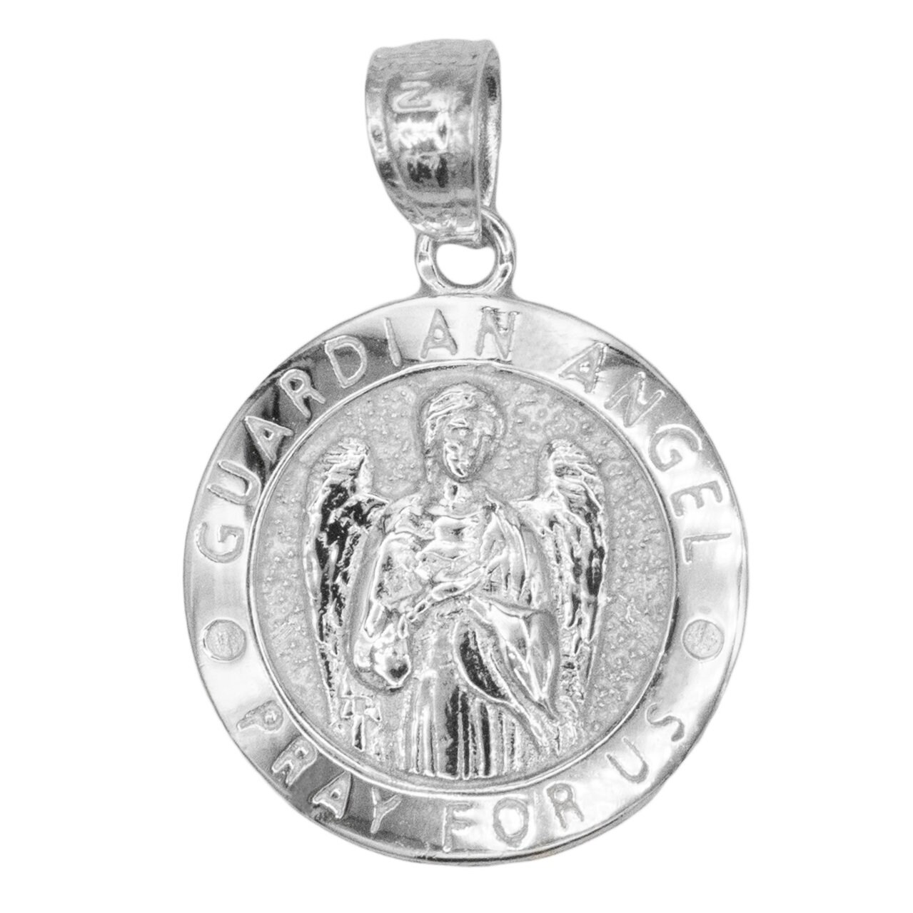 14k Gold Guardian Angel Medal Solid Gold Angel Pendant for | Etsy